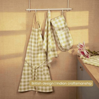 Anna Michelle Designs Checked Cotton Apron Adjustable Neck Long Waist ...