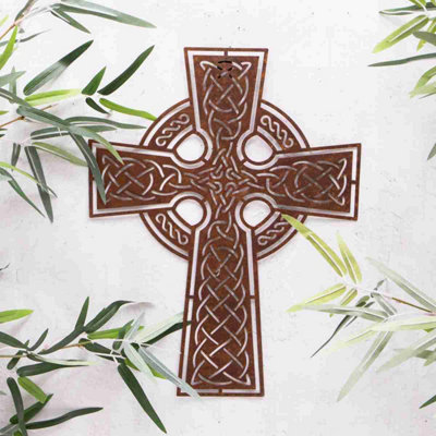 Annibells Celtic Cross Rustic Metal Garden Wall Art Sculpture Indoor ...