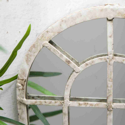 Annibells Distressed White & Cream Metal Arched Mirror (10291)