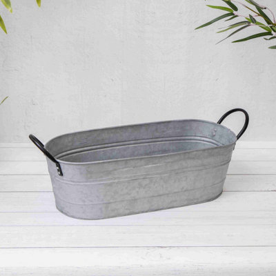Annibells Large Aged Galvanised Metal Trough Planters (4907) - Small