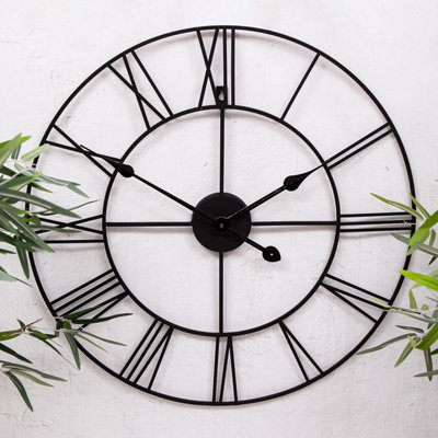 Annibells Large Black Metal Skeleton Clock