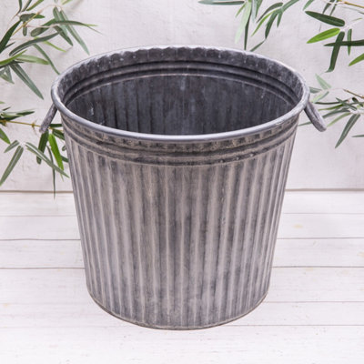 Annibells Large Galvanised Ribbed Metal Bucket Planter (741)