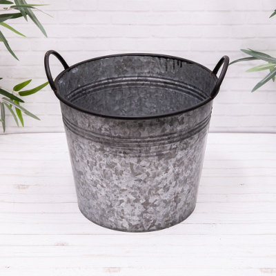 Annibells Round Galvanised Metal Bucket Planters (7181) - Large