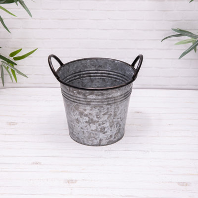 Annibells Round Galvanised Metal Bucket Planters (7181) - Small