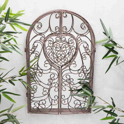 Annibells Rustic Distressed Metal Grey Shutter Wall Mirror (3375)