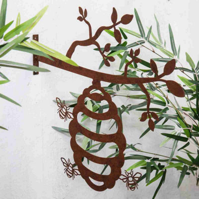Annibells Rustic Metal Bee Hive Wall / Fence Art Garden Decorative ...