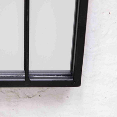 Annibells Small Black Metal Arched Window Style Mirror (12451)