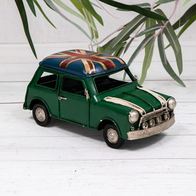 Annibells Union Jack Mini Cooper Metal Classic Model Car (8742) - Green