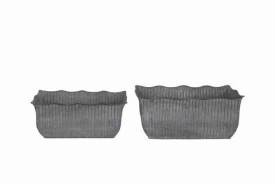 Annibells Vintage Ribbed Metal Trough Flower Pot (10562) - Set of2 Sizes