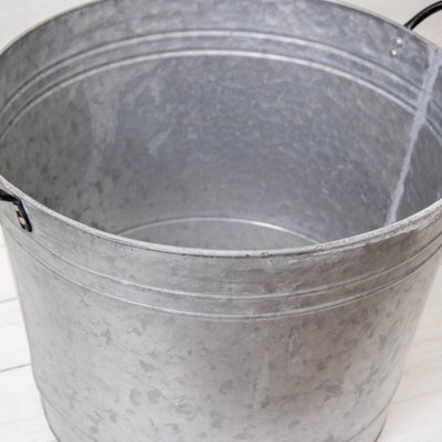 ANNINBELLS LARGE ROUND GALVANISED METAL BUCKET PLANTER (10610)