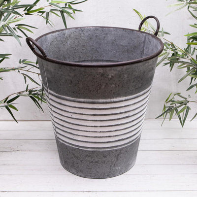 Anninbells X Large Metal Bucket Flower Pot (12808)