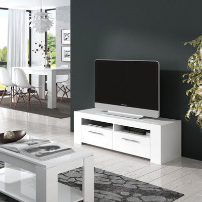 Ansel Ambit 2 Door Tv Unit White Stylish Entertainment Stand with ...