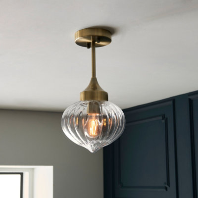 Anson Lighting Carrington Semi Flush light finished in Antique brass ...