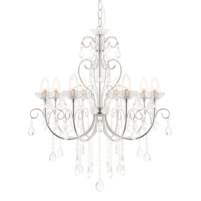 Anson Lighting Chilwa 8lt Chrome plate & clear crystal Ceiling pendant