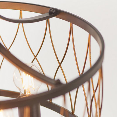 Anson Lighting Clovis Matt Black and Rustic Bronze 5 Light Ceiling Pendant