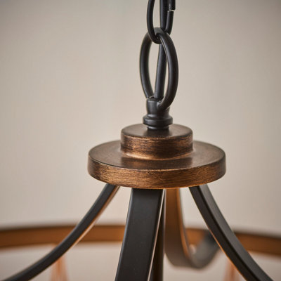 Anson Lighting Clovis Matt Black and Rustic Bronze 5 Light Ceiling Pendant