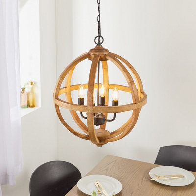 Anson Lighting Danube 4lt Pendant light finished in Mango wood and dark ...