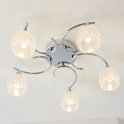 Anson Lighting Georgia Chrome and Clear Glass 5 Light Semi Flush ...