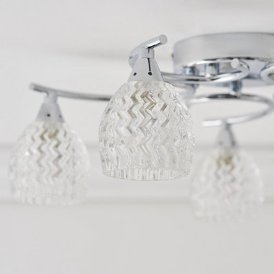 Anson Lighting Georgia Chrome and Clear Glass 5 Light Semi Flush ...