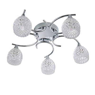 Anson Lighting Georgia Chrome and Clear Glass 5 Light Semi Flush ...