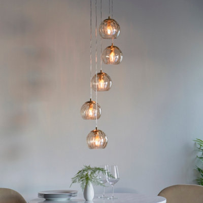 Anson Lighting Iowa 5lt Pendant light finished in Satin brass plate and ...