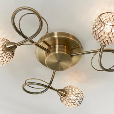 Anson Lighting Koln 3lt Ceiling Light in Antique brass plate & antbrass ...