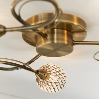 Anson Lighting Koln 3lt Ceiling Light in Antique brass plate & antbrass ...