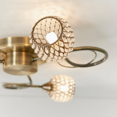 Anson Lighting Koln 3lt Ceiling Light in Antique brass plate & antbrass ...