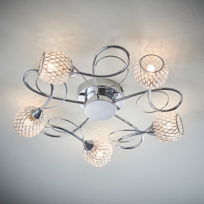 Anson Lighting Koln 5lt Ceiling Light in Chrome plate with clear glass ...