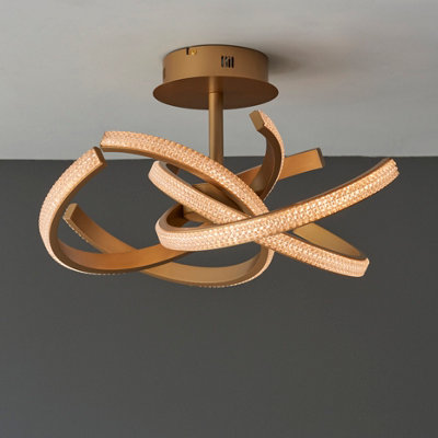 Anson Lighting Lanka 4lt Ceiling Light in Satin gold paint & clear acrylic