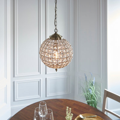 Anson Lighting Lily Pendant light finished in Antique brass plate and ...