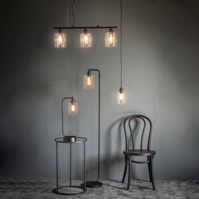 Anson Lighting Newbrook Pendant light finished in Matt black and clear ...