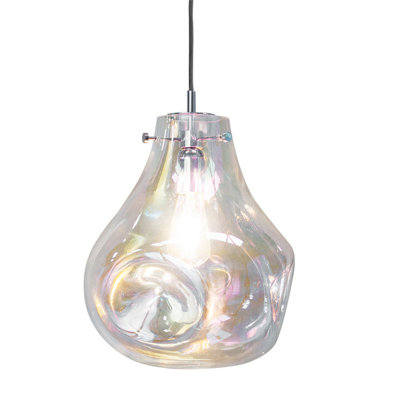 Anson Lighting Onega 1lt Iridescent glass & chrome plate Ceiling pendant