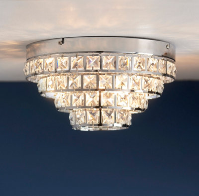 Anson Lighting Orta 4lt flush chrome effect plate and clear crystal glass