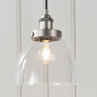 Anson Lighting Pampa Pendant light finished in Brushed silver paint and ...