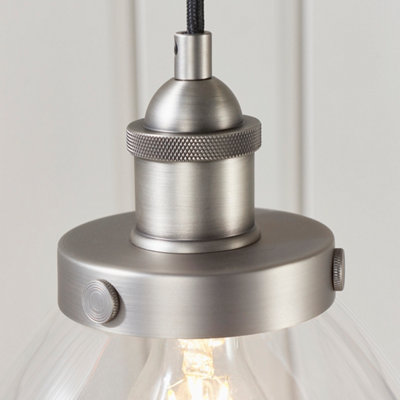 Anson Lighting Pampa Pendant light finished in Brushed silver paint and ...