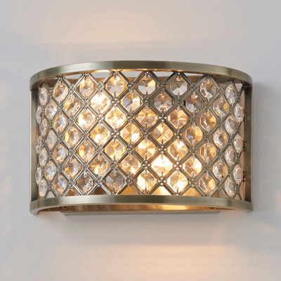 Anson Lighting Stockton 2lt Wall light finished in Antique brass plate ...