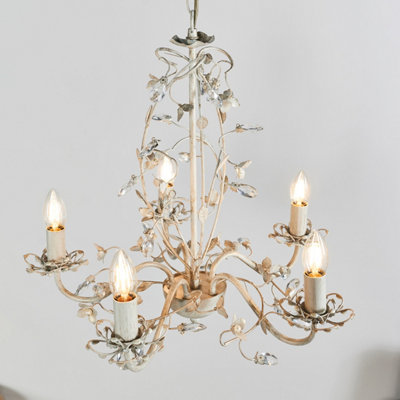Anson Lighting Tacoma 5lt Pendant light finished in Cream/br gold paint ...