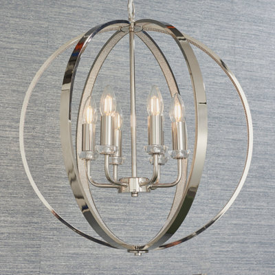 Anson Lighting Torlea 6lt Pendant light finished in Bright nickel plate ...