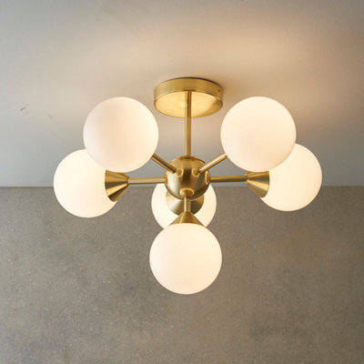 Anson Lighting Wastina 6lt Semi Flush light finished in Satin brass ...