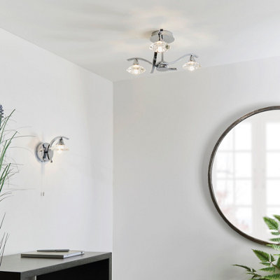 Anson Lighting Worland 3lt Semi Flush light finished in Chrome plate ...