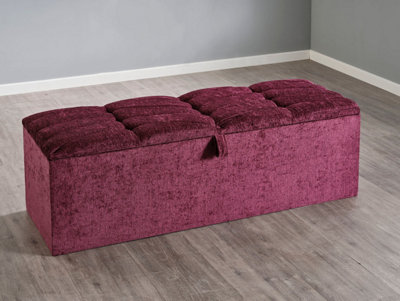 Antares Ottoman Storage Box 3FT Single - Chenile Abergine