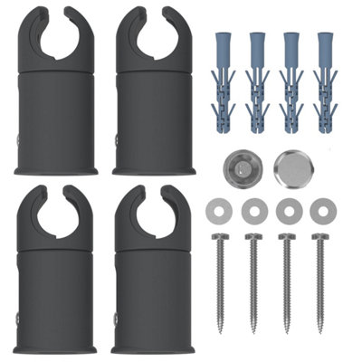 Anthracite 22mm Clamp Brackets for Towel Rail Radiators Flat/Curved