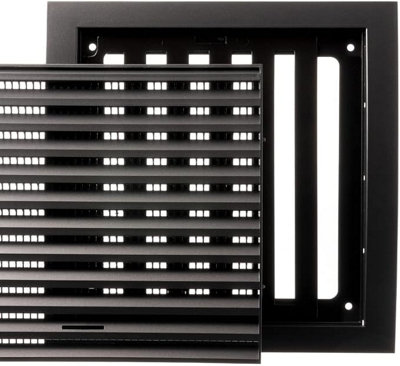 Anthracite Air Vent Grille 190mm x 190mm with Fitting Frame & Shutter