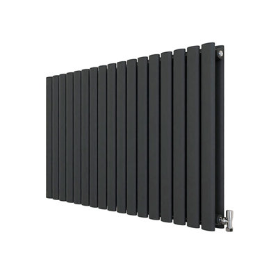 Anthracite Designer Radiator Horizontal Oval Column Double Panel Rad ...