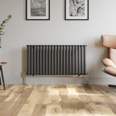 Anthracite Designer Radiator Horizontal Oval Column Single Panel Rad ...