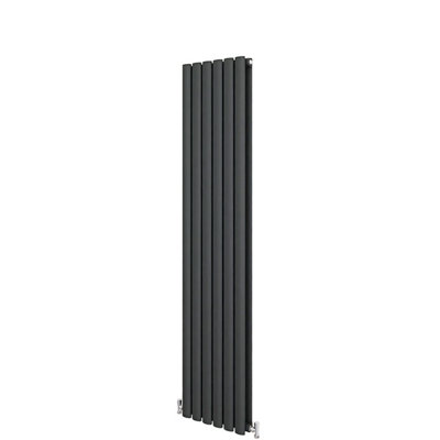 Anthracite Designer Radiator Vertical Oval Column Double Panel Rad ...