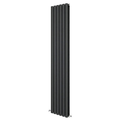 Anthracite Designer Radiator Vertical Oval Column Double Panel Rad ...