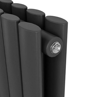 Anthracite Designer Radiator Vertical Oval Column Double Panel Rad ...