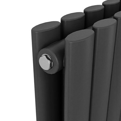 Anthracite Designer Radiator Vertical Oval Column Single Panel Rad ...